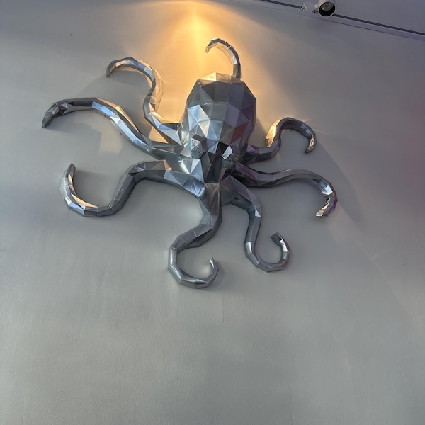 Octopus Sculpture - Unique Papercraft Wall Art, Low Poly Trophy, DIY ...
