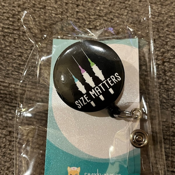 Size Matters Nurse Badge Reel – Funny IV Design, Retractable ID Holder ...