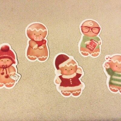 Gingiebration Sticker Gift Tags Cute Gingerbread Holiday, Christmas ...