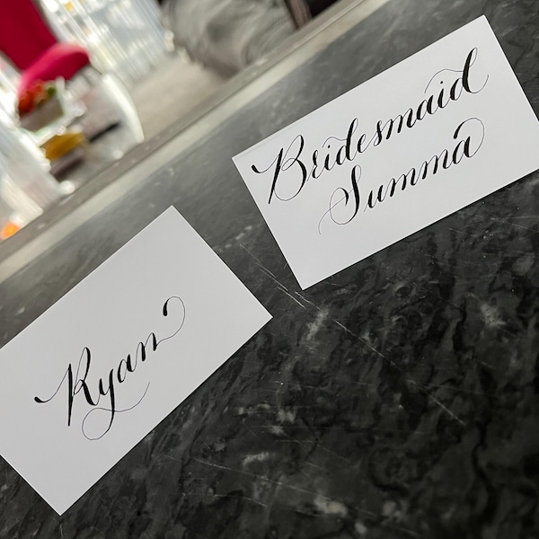 Handwritten Place Names Gold Calligraphy Wedding Place Cards Gold Ink ...