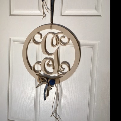 Monogram Door Hanger, Monogram Door Wreath, Initial Door Hanger, Wooden ...
