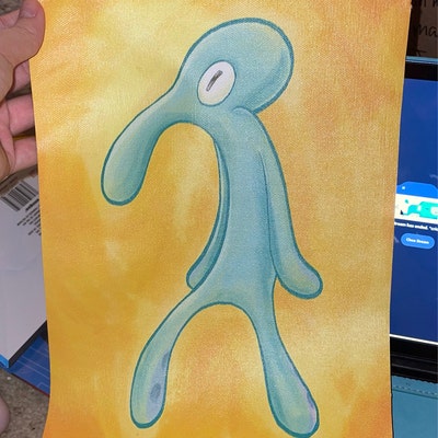 Squidward Painting Print, Abstract Wall Art, Squidward Canvas Poster ...