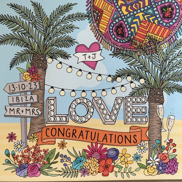 Festival Wedding Card, Tipi Wedding Card, Personalised Wedding Card, VW ...