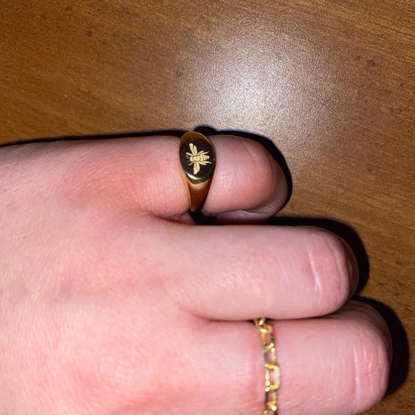 Bee Ring, Image Signet Pinky Ring, Manchester Bee Ring, Gold Pinky ...