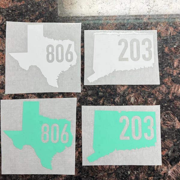 State Decals, Area Code Decal, State Labels, Car Decals, Zip Code ...