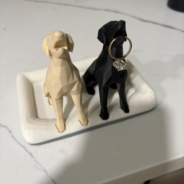 Two Dog Ring Holder With Dog Bed Dish - Unique Ring Holder for Ring ...