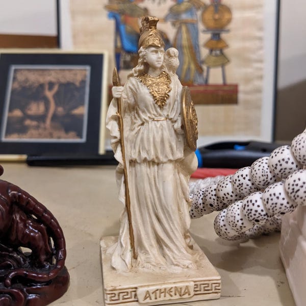 Vintage Athena Mini Statue - Small Hand-painted Ancient Greek Goddess ...