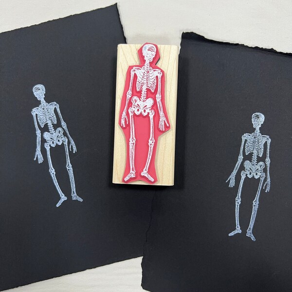 Skeleton RUBBER STAMP, Halloween Stamp, Spooky Halloween Stamp, Bones ...