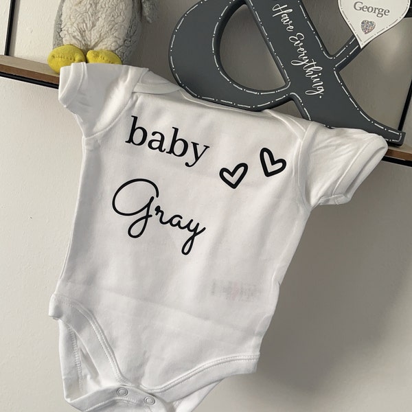 Baby Announcement Baby Grow - Name Baby Grow, Personalised Baby Grow ...