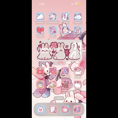 Shark Bunny App Icon Set Kawaii Aesthetic Theme for Android IOS Tablet ...