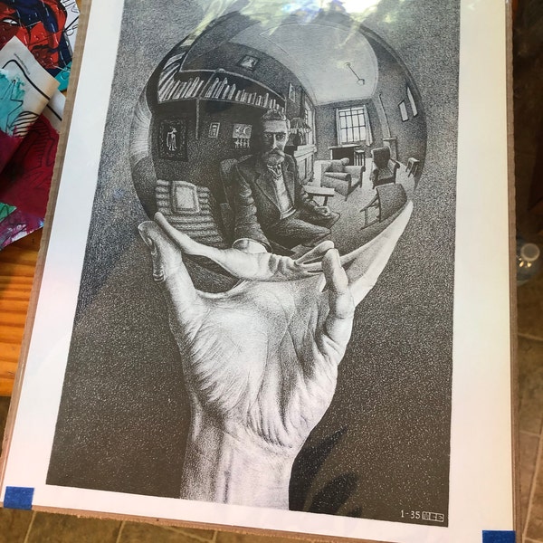M C Escher Print, Escher Art, "hand With Reflection", Circa 1925 ...