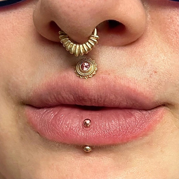 14k Solid Rose Gold Rook Piercing,daith Piercing,eywbrow Piercing ...