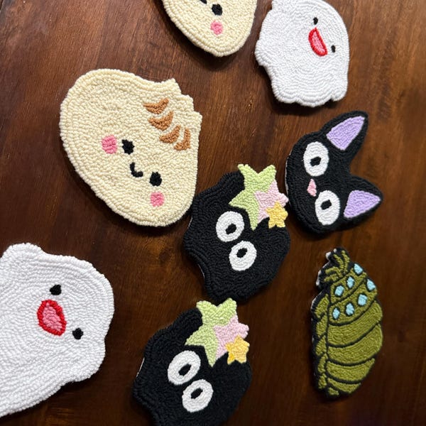 Punch Needle Coasters, Cute Mug Rug, Hand Tufted Mug Rug, Drink Coaster ...