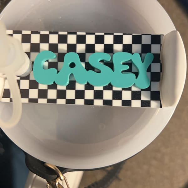 Stanley Lid Tag | Black/white Checkered | Name Plate Tag | Acrylic ...