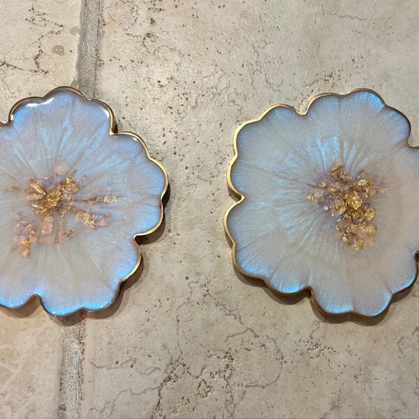 Ocean Inspired Collection - Gold Accented Flower Handmade Resin ...