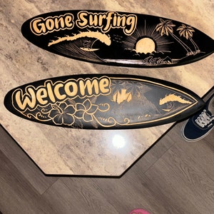 Seaturtle Surfer Tribal Surfboard Wood Carving Wall Plaque 39x 10 - Etsy