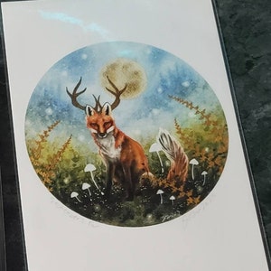 Fairy Art Watercolor Print Mushrooms in Autumn Fantasy - Etsy