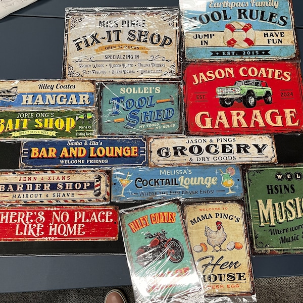 Custom Name Barber Shop Metal Sign, Haircut Shave Decor - Etsy