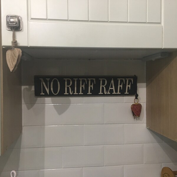 No Riff Raff Sign Wooden Signs Vintage Man Cave Pub Shabby Plaques ...