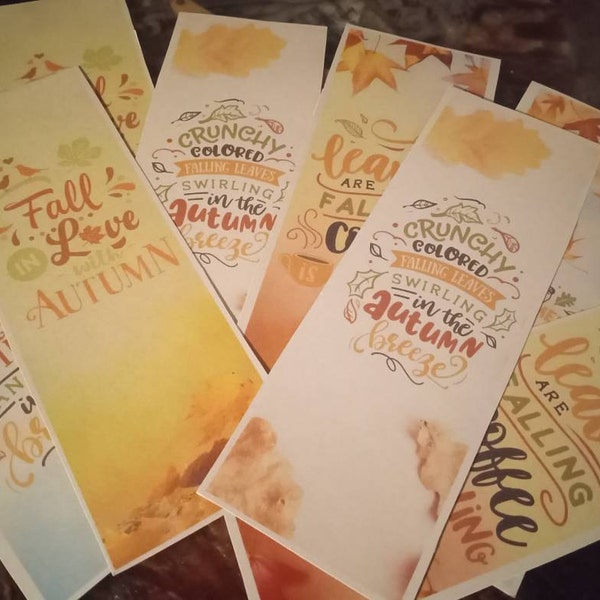 Printable Fall Bookmarks, Autumn Bookmarks, Fall Leaf Bookmarks ...
