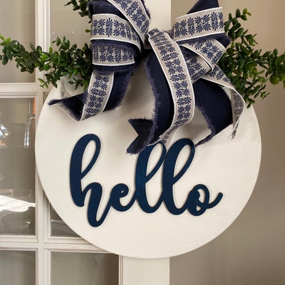 Wooden Hello Unfinished Wood Words DIY Projects Door Hanger Wreath ...