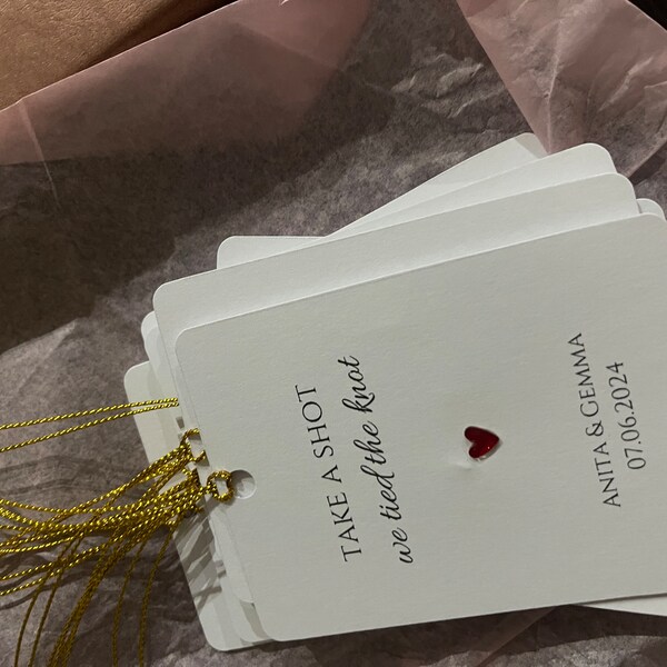 Personalised Wedding Favour Tags, Alcohol Tags, We Tied the Knot ...