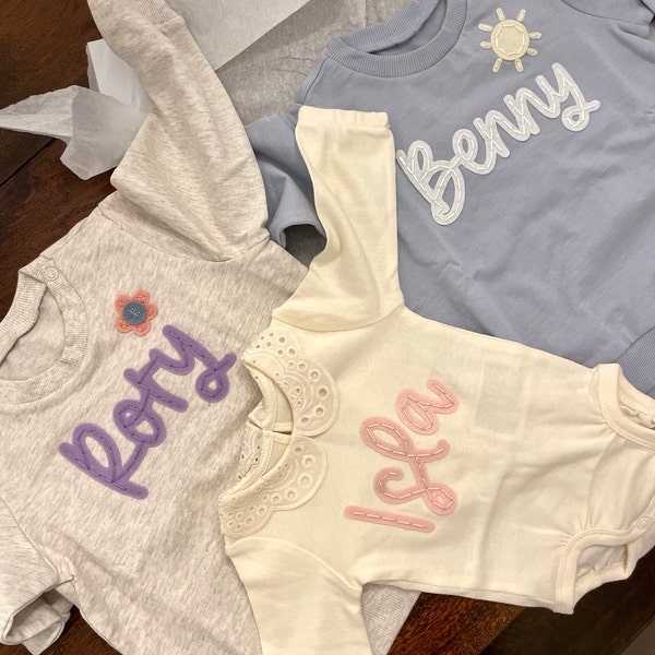 Custom Hand-embroidered Baby Toddler Sweatshirt | Personalized Baby ...