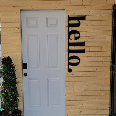 Metal Hello Sign, Front Door Decor, Front Porch Decor, Vertical Welcome ...