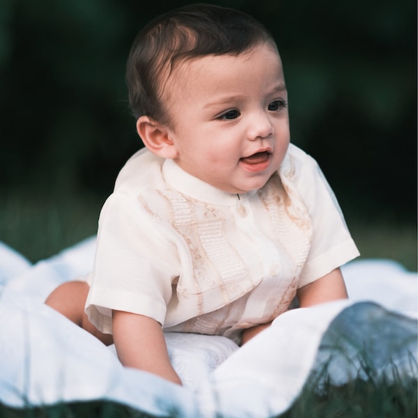 BAPTISMAL BARONG TAGALOG Set for Baby Boys Romper With Inner Lining ...