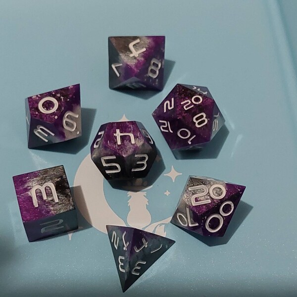 Ace-teroid Asexual Pride Resin Sharp Edge Dice Set 7 for Role Playing ...