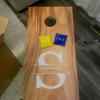 Custom Monogram Cornhole Boards Design Personalized Outdoor Lawn Game ...