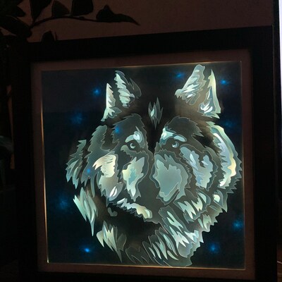 Wolf Paper Cut Light Box Template, Shadow Box, 3D Papercut Lightbox Svg ...