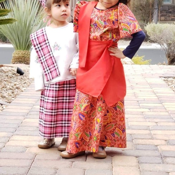 KIDS FILIPINIANA DRESS Floral Patadyong Philippine National Costume ...