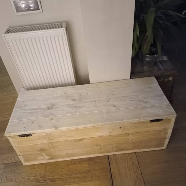 Rustic Wooden Storage Box With Hinged Lid. - Etsy UK