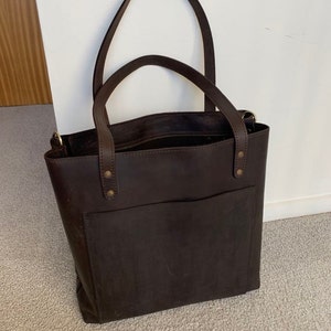 Leather Laptop Tote Bag Women Leather Tote Women Pocket - Etsy