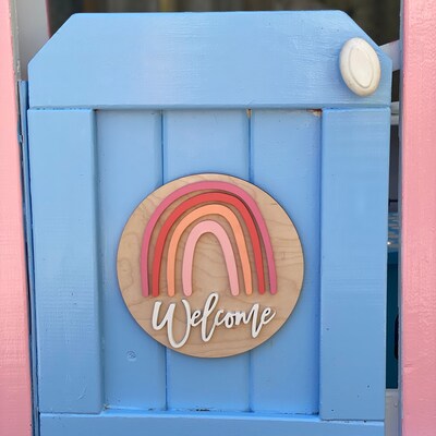 Round 3D Rainbow Welcome Wooden Sign Baby Name Announcement - Etsy