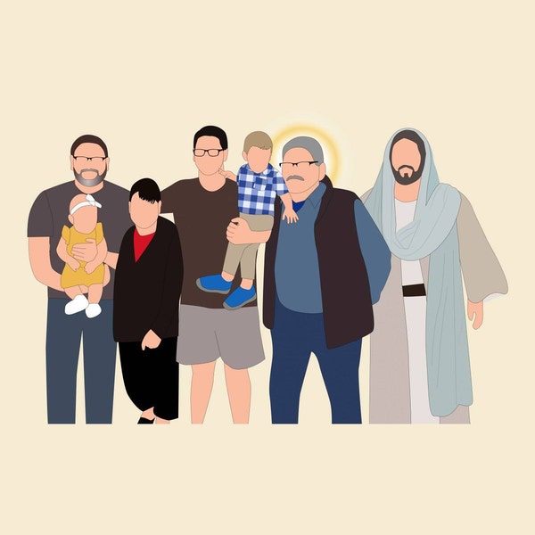 Memorial Custom Line Drawing, Digital Portrait, Family Loss, Family ...