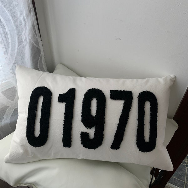 Custom Zip Code Pillow Cover, Punch Needle Pillow, Personalized Pillows ...