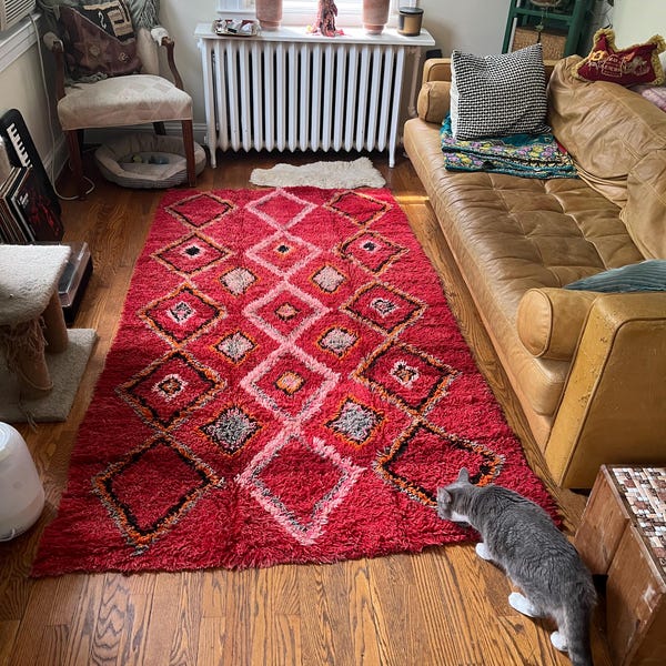 Soft GREEN WOOL Living Room ,berber Grid Pattern Rug ,stunning Moroccan ...