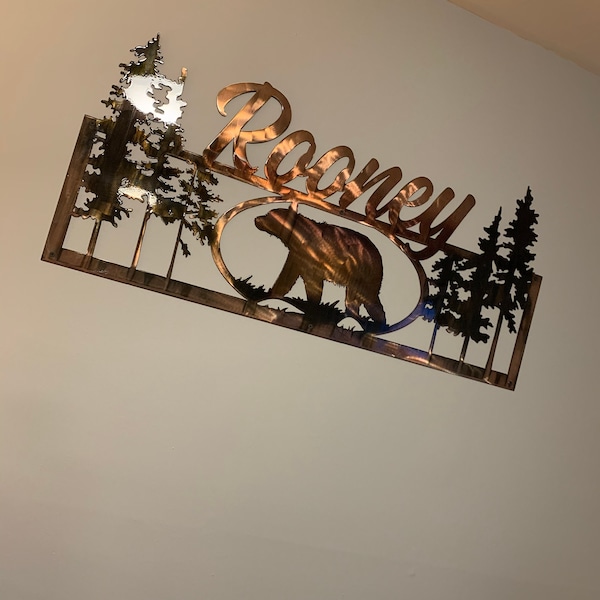 Personalized Nature Scene, Bear Sign, Tree Sign, Custom Metal Sign - Etsy