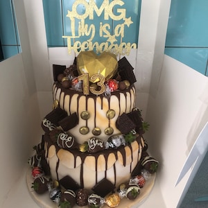 Personalised OMG Teenager Cake Topper Glitter Card 13th 13 Party ...