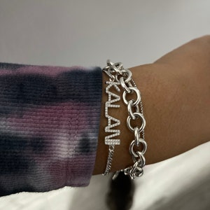 Dangling Letters Name necklace clear stones Sterling Silver | Etsy