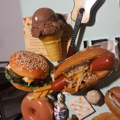 Hamburger With Fries Magnet, Woo & Locke Refrigerator Food Magnet, Woo ...