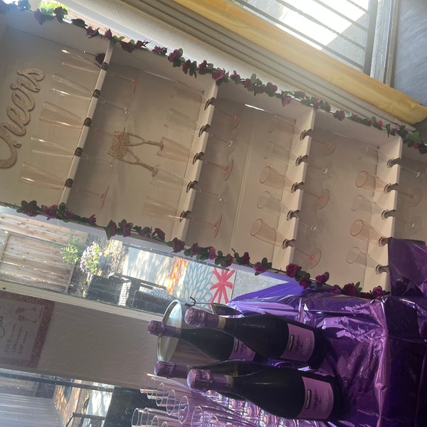 Champagne Prosecco Wall With Printed Bubbly Sign 55ft Drinks Wall X20 Glass Slots Eco