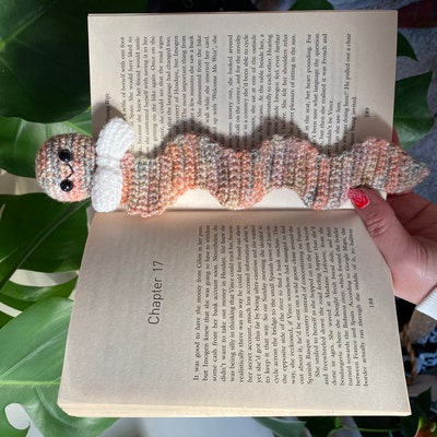 Crochet Bookworm Bookmark - Etsy