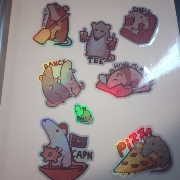 RAT Stickers Waterproof Holographic Stickers, Rat Sticker, Derpy ...