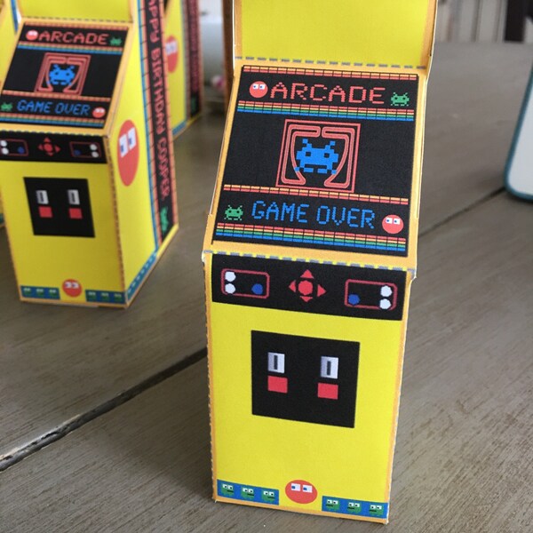PDF Template Personalized Retro Arcade Machine Party Favor Box ...