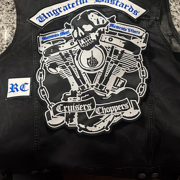 Big Skull and Roses Back Patch, Biker Patch for Bikers, Motoclub Jacket ...