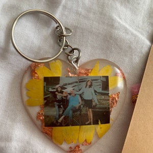 Resin Photo Keychain Heart Heart Keychain Photo Keychain Custom ...