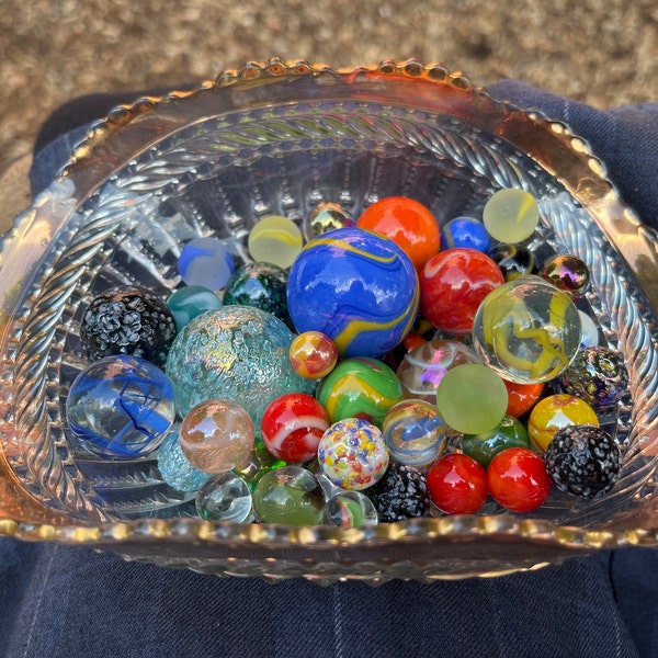 Box of 9 Large Bouquet Marbles Including 3 Handmade (22mm) and Handmade ...